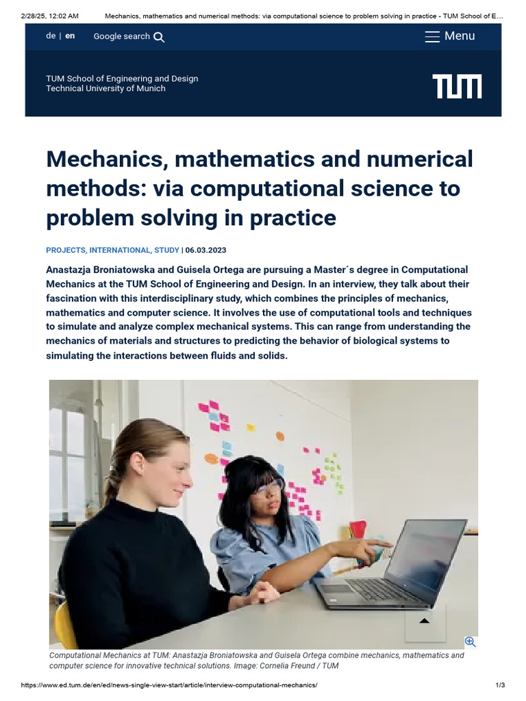 Mechanics, Mathematics and Numerical Methods - Via Computational ...