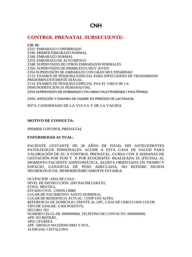Control Prenatal Subsecuente | PDF | El embarazo | Reproducción humana
