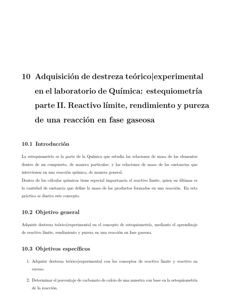 Guia_lab_10.11 | PDF | Reacciones químicas | Estequiometría