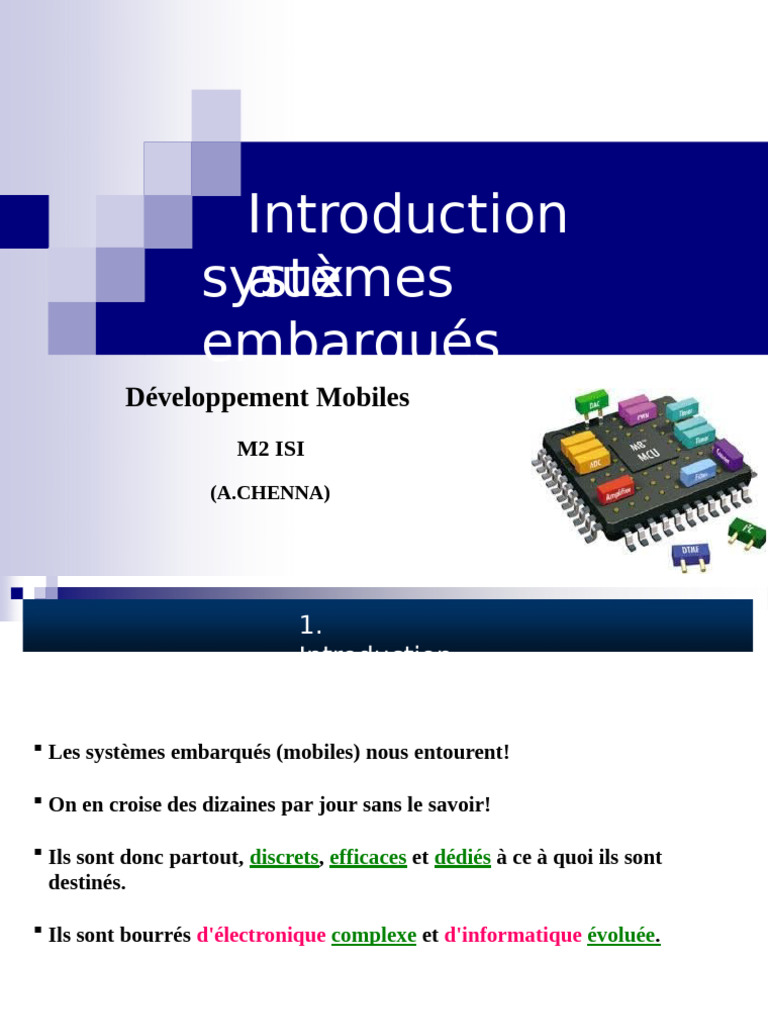 Introduction aux systèmes embarqués | PDF | Microcontrôleur | Système embarqué
