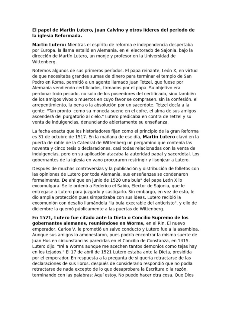 Líderes Del Periodo Reforma | PDF | Martin Luther | Familias ...