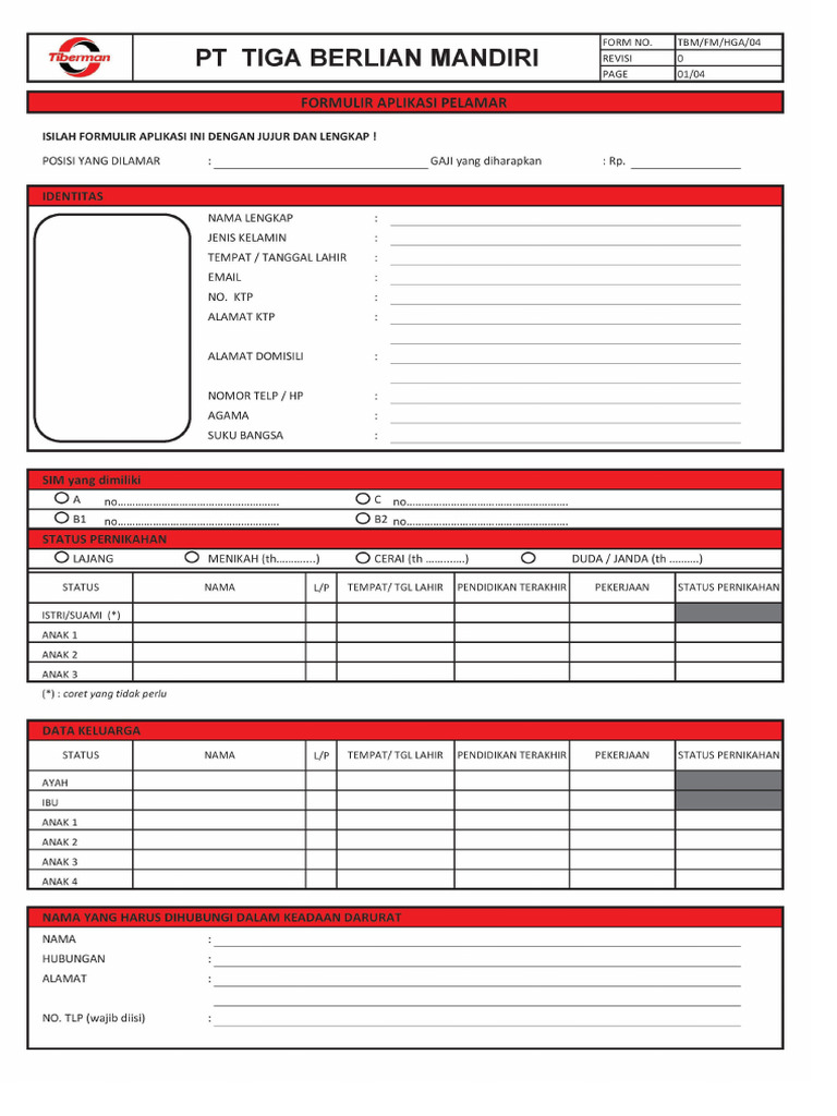 Nama - Form Aplikasi Pelamar | PDF