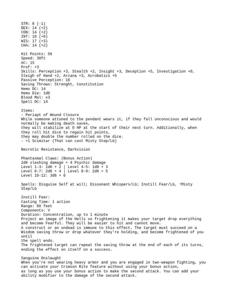 Atticus Stats Pre Statblock | PDF | Gaming | Tabletop Games