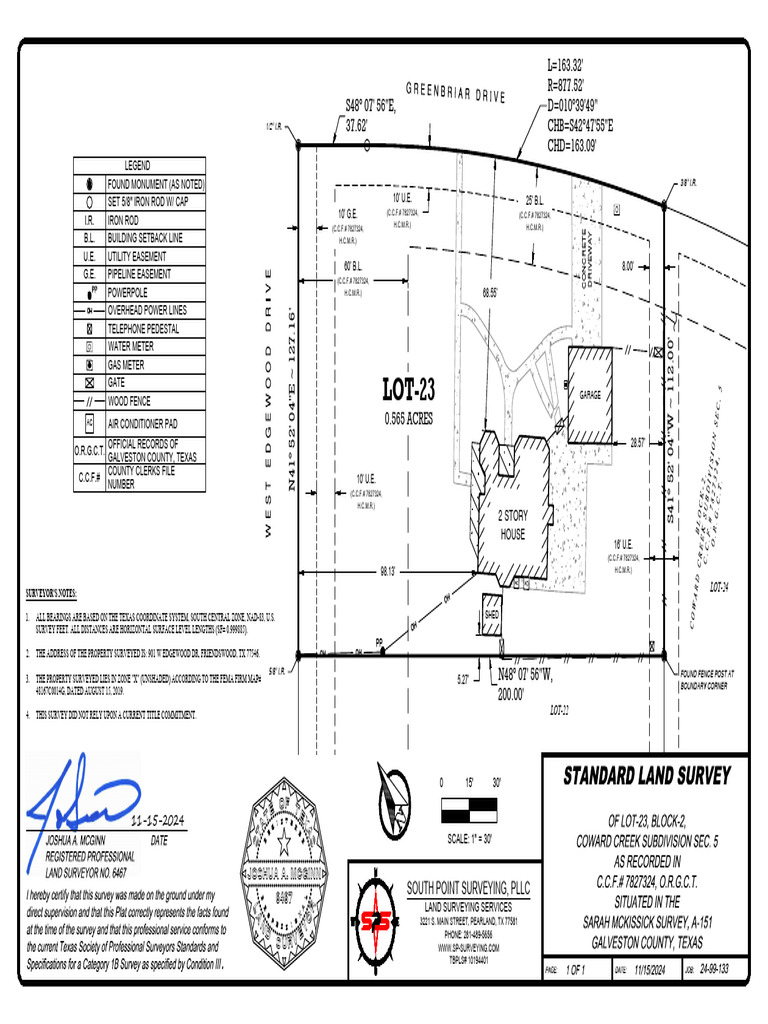 Land Survey for Coward Creek Lot 23 | PDF | Geographic Data And ...