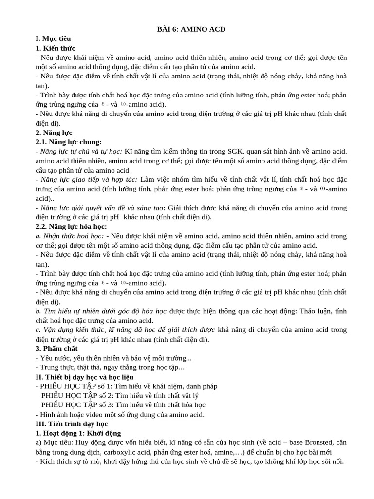 CD. Bai 6. Aminoacid - Tran Thi Quynh Trang | PDF