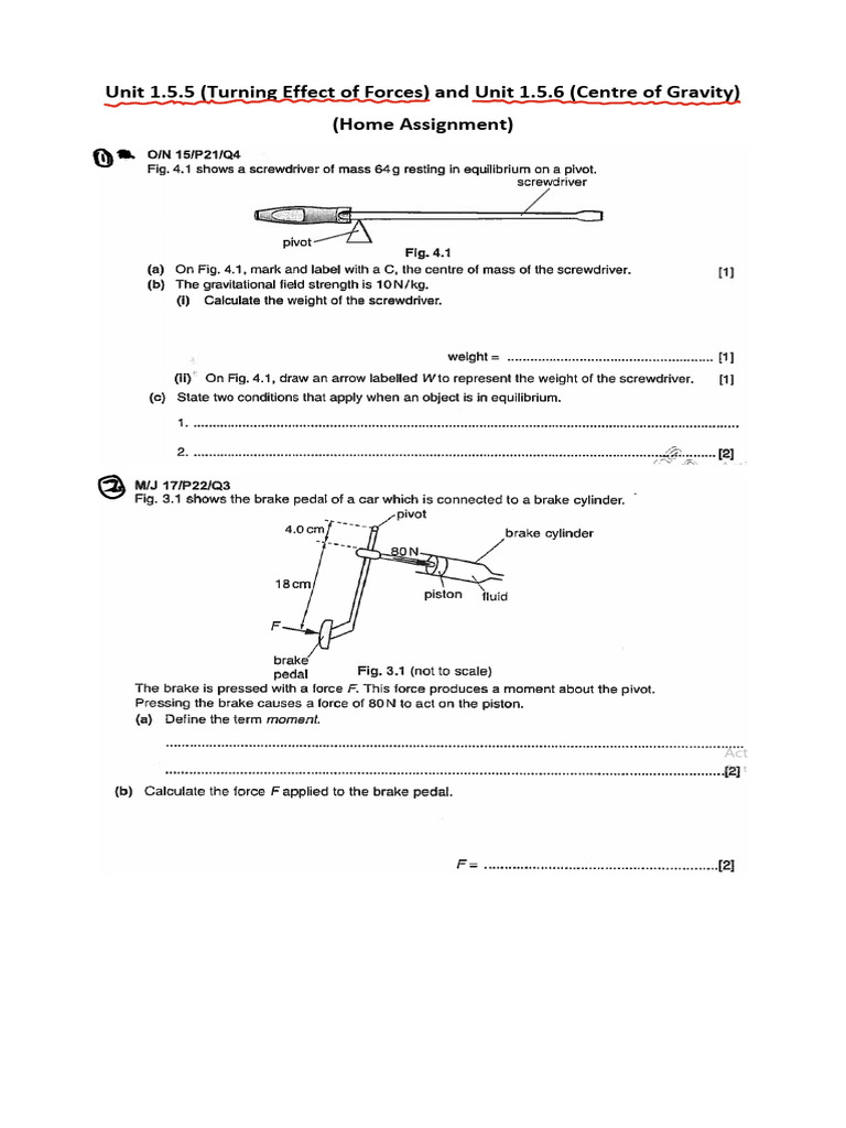 Turning Effect of Forces & Centre of Gravity | PDF