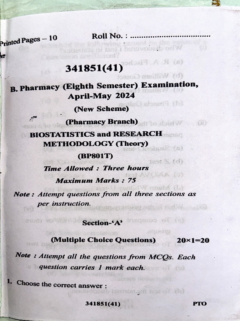 Biostatistics and Research Methodology | PDF