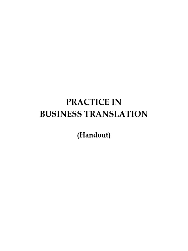 Business Translation - Handout | PDF | Grammatical Tense | Subject ...