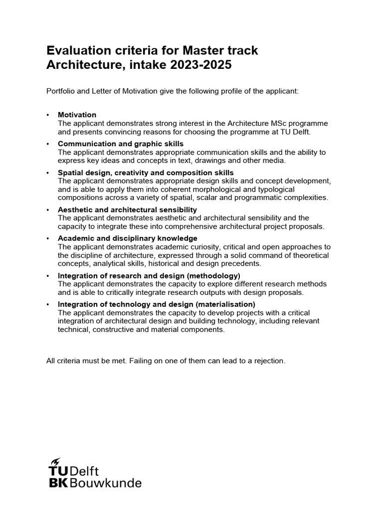 Master Track Architecture Evaluation Criteria | PDF