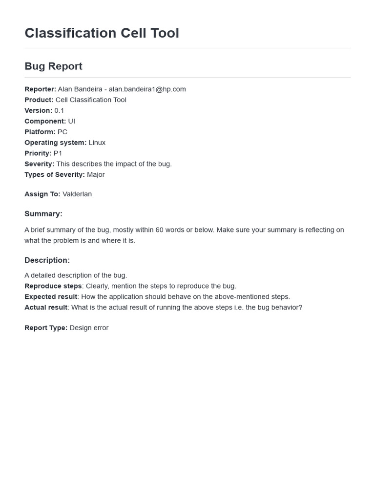 Bug Report Example | PDF