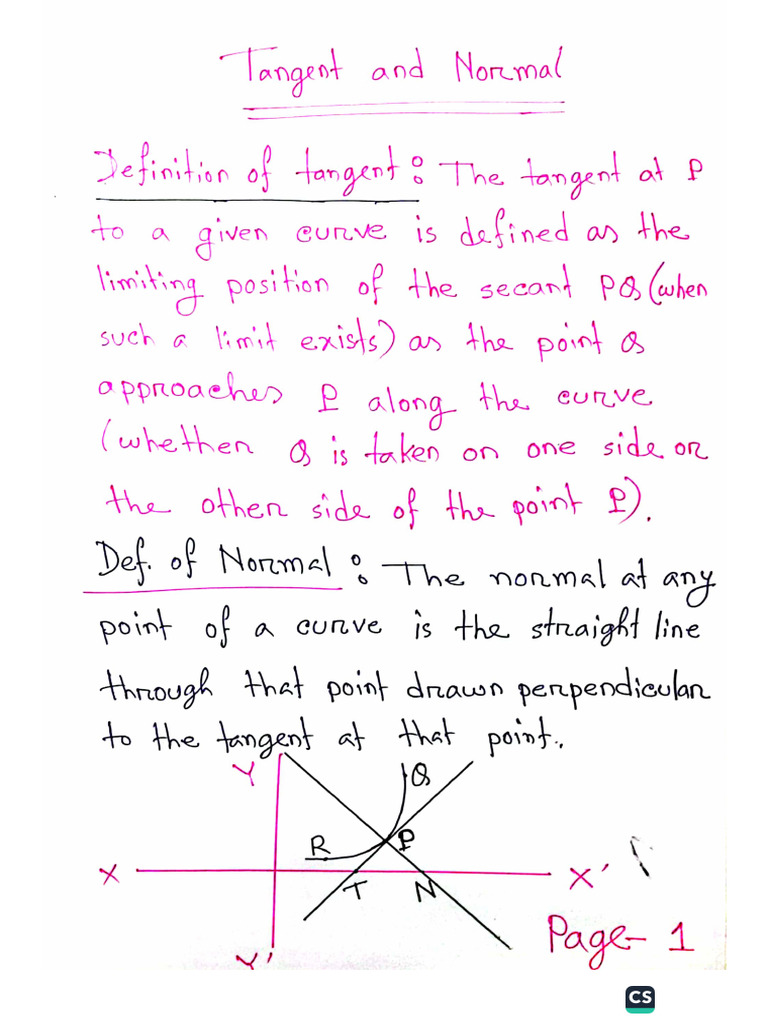 Tangent and Normal | PDF