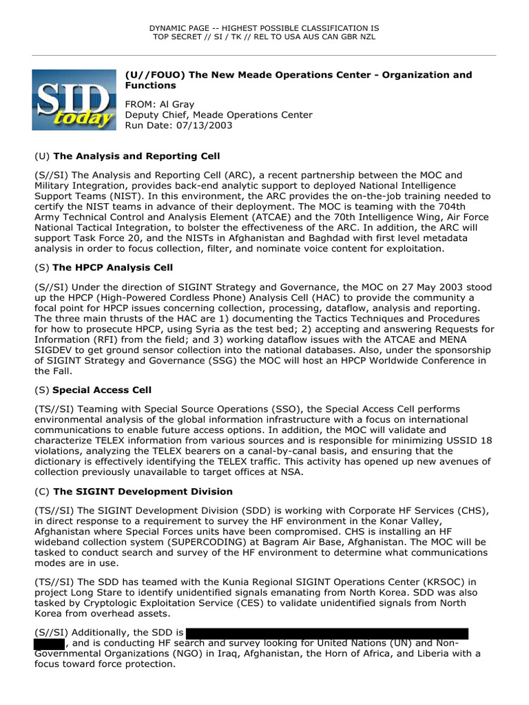 2003-07-13_SIDToday_-_The_New_Meade_Operations_Center_-_Organization ...