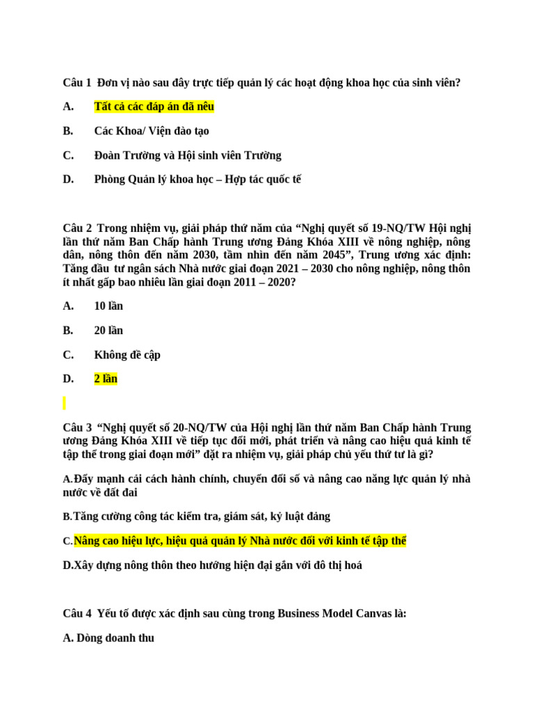 TRẮC NGHIỆM SHCD 1 | PDF