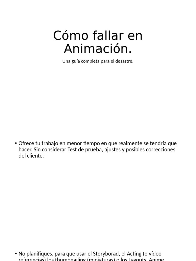 Cómo fallar en animación | PDF