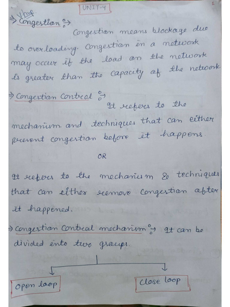 CN - Unit-4 - Congestion Control | PDF