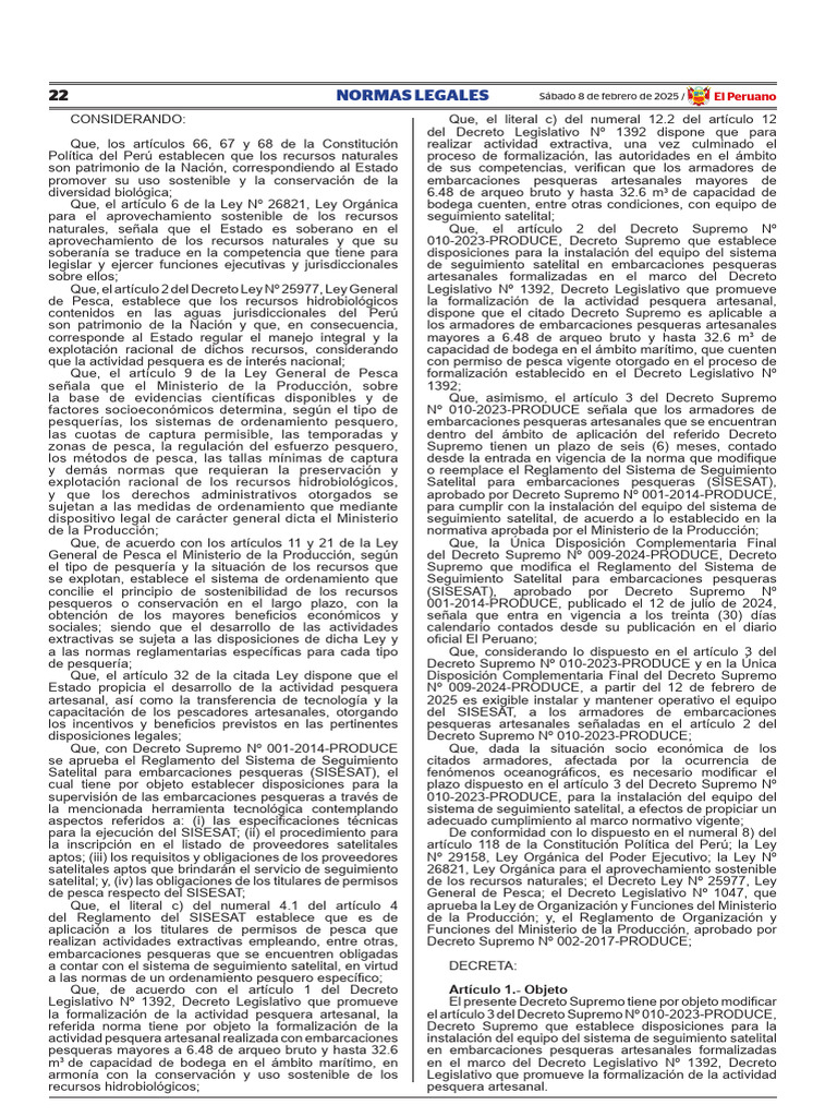 D.S. - 001-2025-Produce, - Que - Mod3 - Del - D.S. - 010-2023-Produce ...