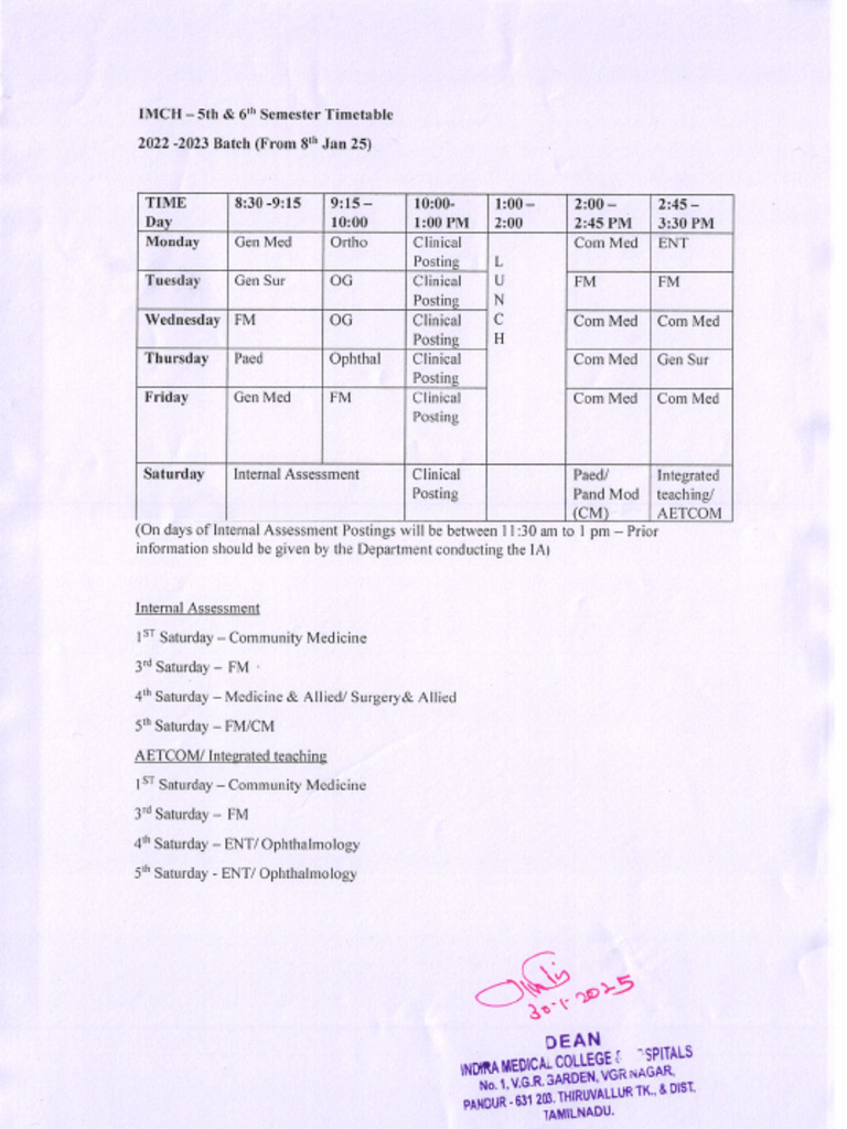 MBBS 2022-2023 Batch Theory Schedule-1 | PDF