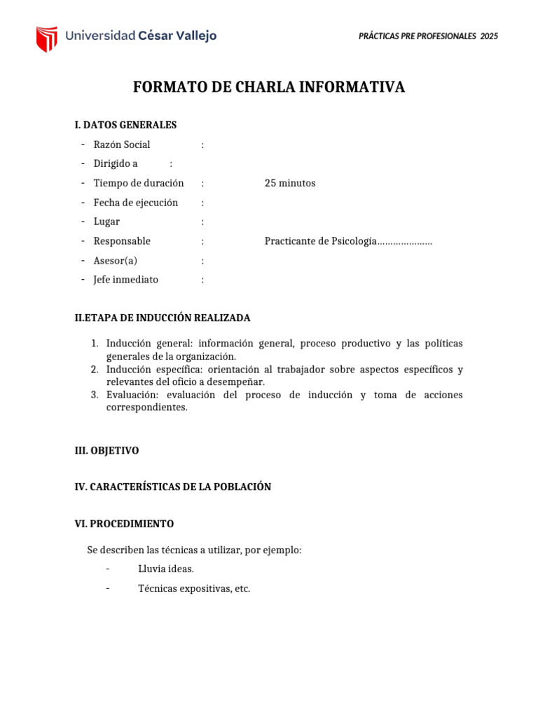 Formato de Charla Informativa | PDF | Sicología