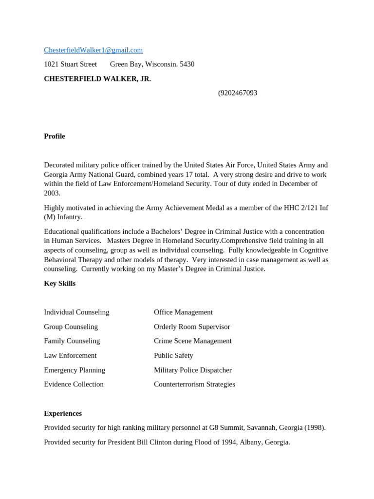 Military Police Officer Resume Summary | PDF