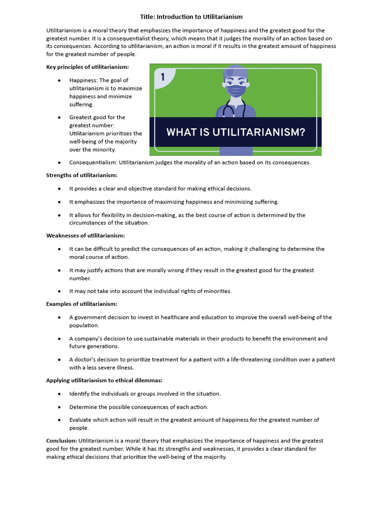 Utilitarianism Ethics | PDF | Happiness | Psychology