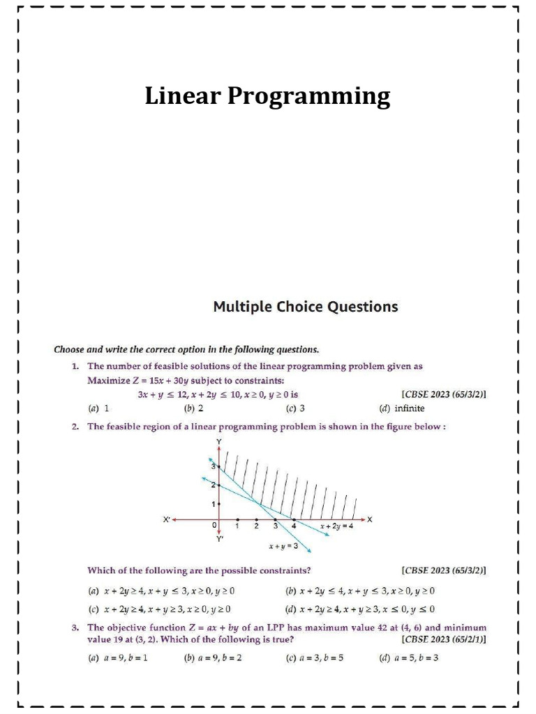 Hots Questions Ch12 Linear Programming-RSM 986581_250228_155556 | PDF