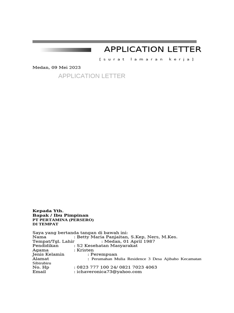CV PT Pertamina Persero 2023 | PDF