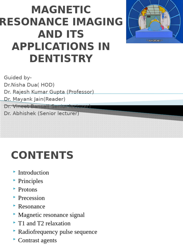MRI in Dentistry: Applications & Principles | PDF | Relaxation (Nmr ...