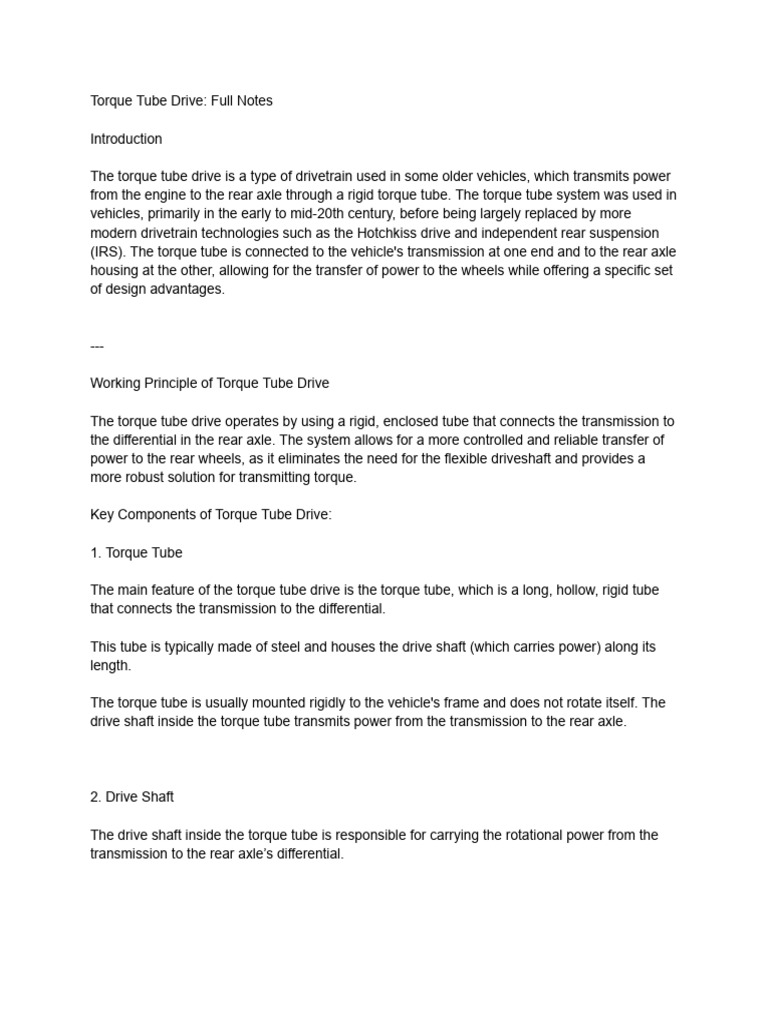Torque Tube Drive | PDF | Axle | Mechanical Engineering
