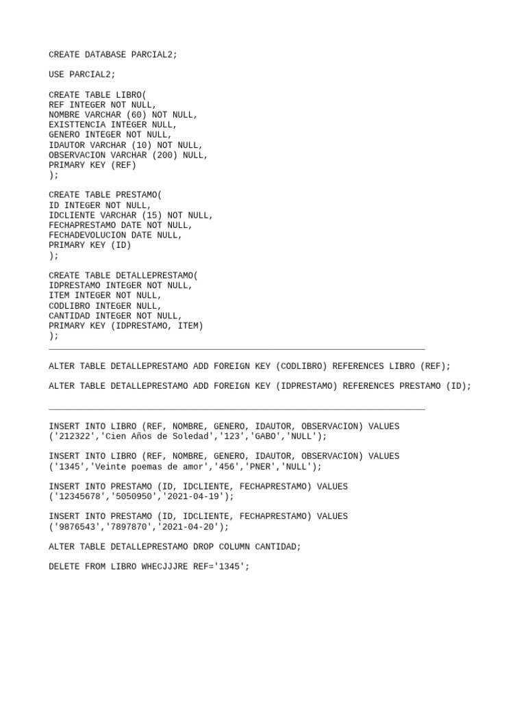 Create Database Parcial2 | PDF