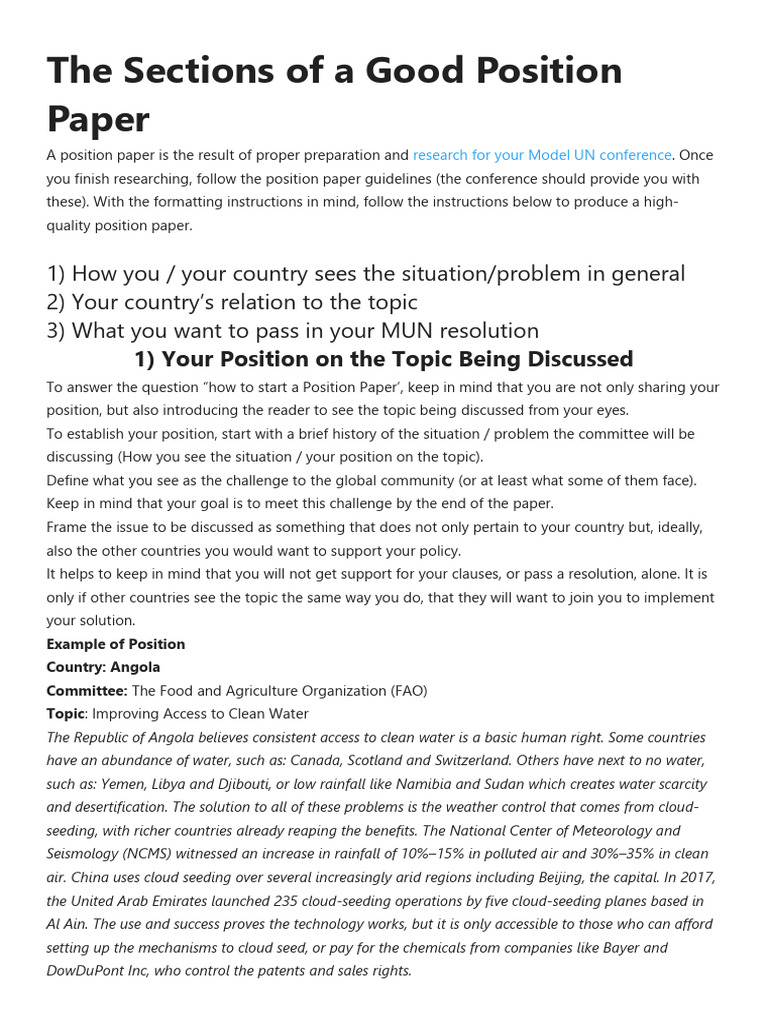 Sample Position Paper | PDF | Agriculture | Policy