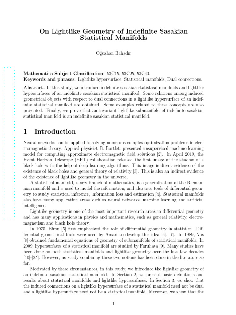 On Lightlike Geometry of Indefinite Sasakian Statistical Manifolds ...