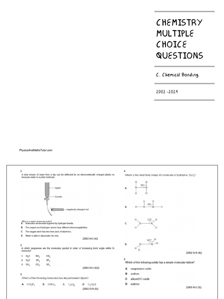 Chemical Bonding MC | PDF | Chemistry | Physical Sciences