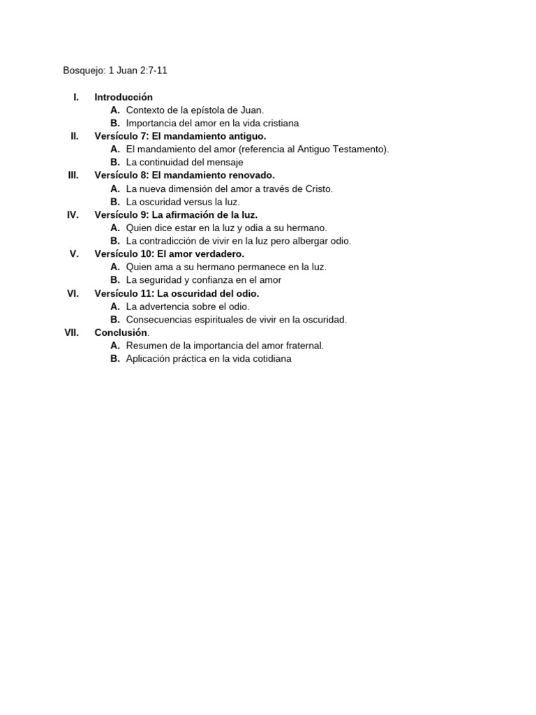 Bosquejo - 1 Juan 2-7-11 | PDF