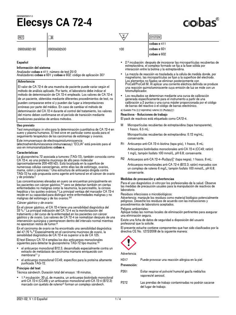 Valores de referencia CA 72-4 | PDF | Calibración | Medición