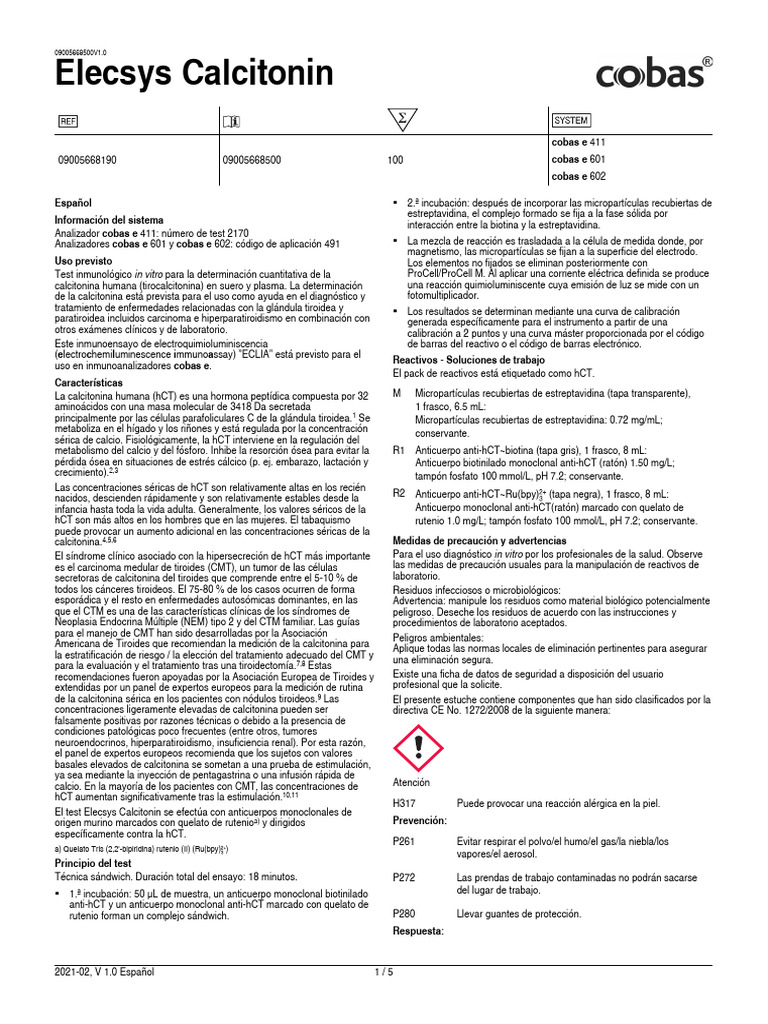 Elecsys Calcitonin.09005668500.V1.Es | PDF | Calibración