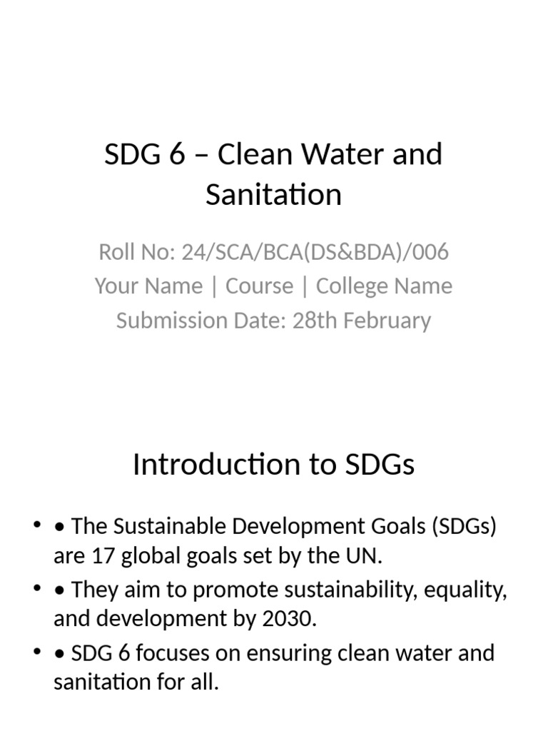 SDG 6: Clean Water and Sanitation | PDF | Drinking Water | Water