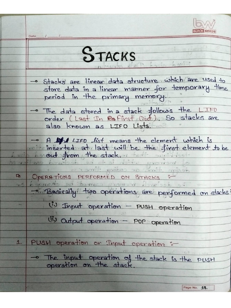 Data Structure - (Stacks) | PDF