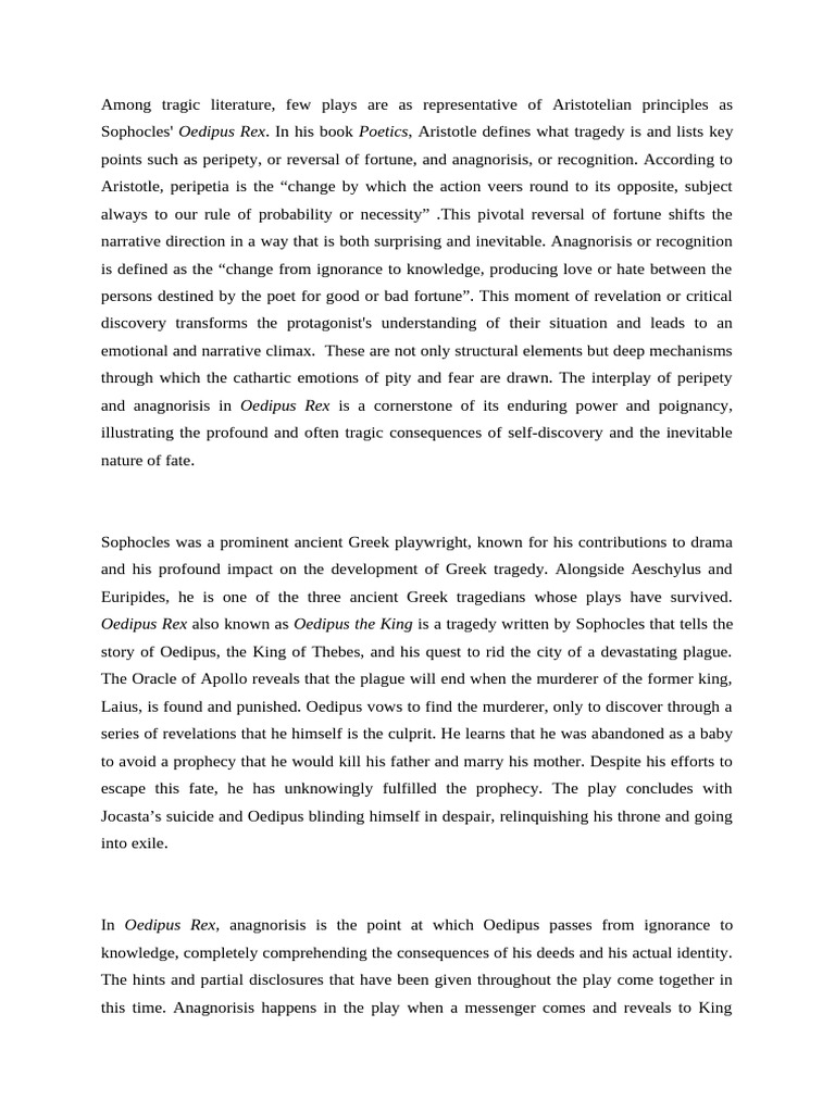 peripety and recog in OR | PDF | Oedipus | Tragedy