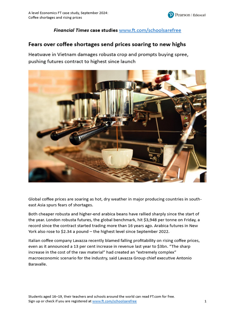 CIA4U Case Study - Coffee Shortages and Rising Prices | PDF | Coffee ...