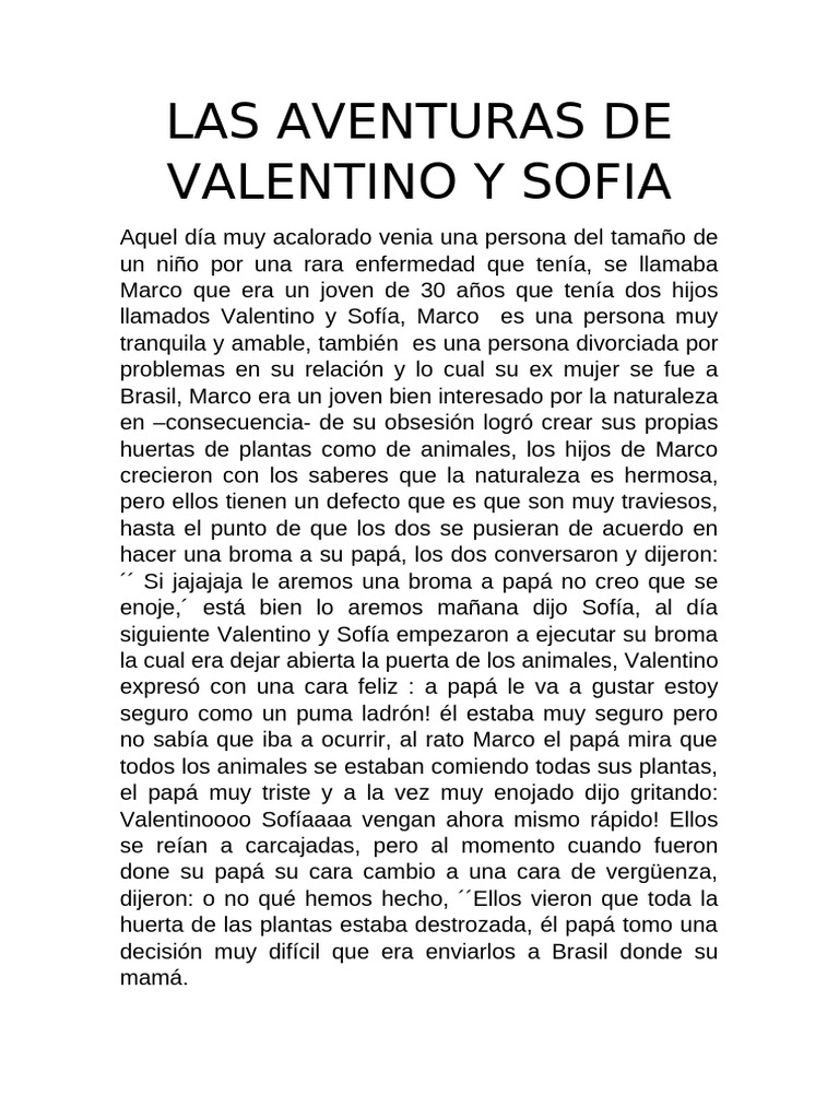 LAS AVENTURAS DE VALENTINO Y SOFIA (1) | PDF