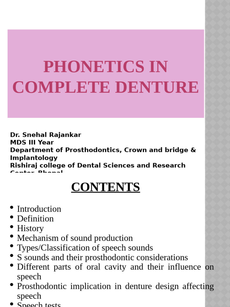 Seminar - Phonetics in CD - Snehal | PDF | Consonant | Speech