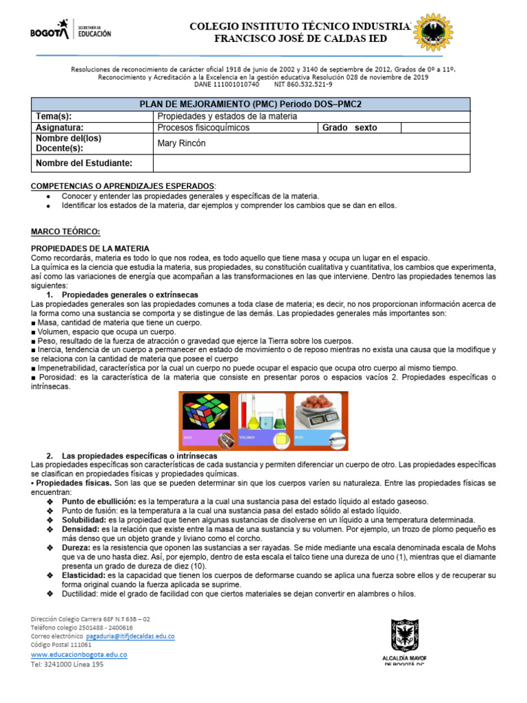 Formato PMC 2, Procesos 2 Periodo Sexto | PDF | Importar | Química