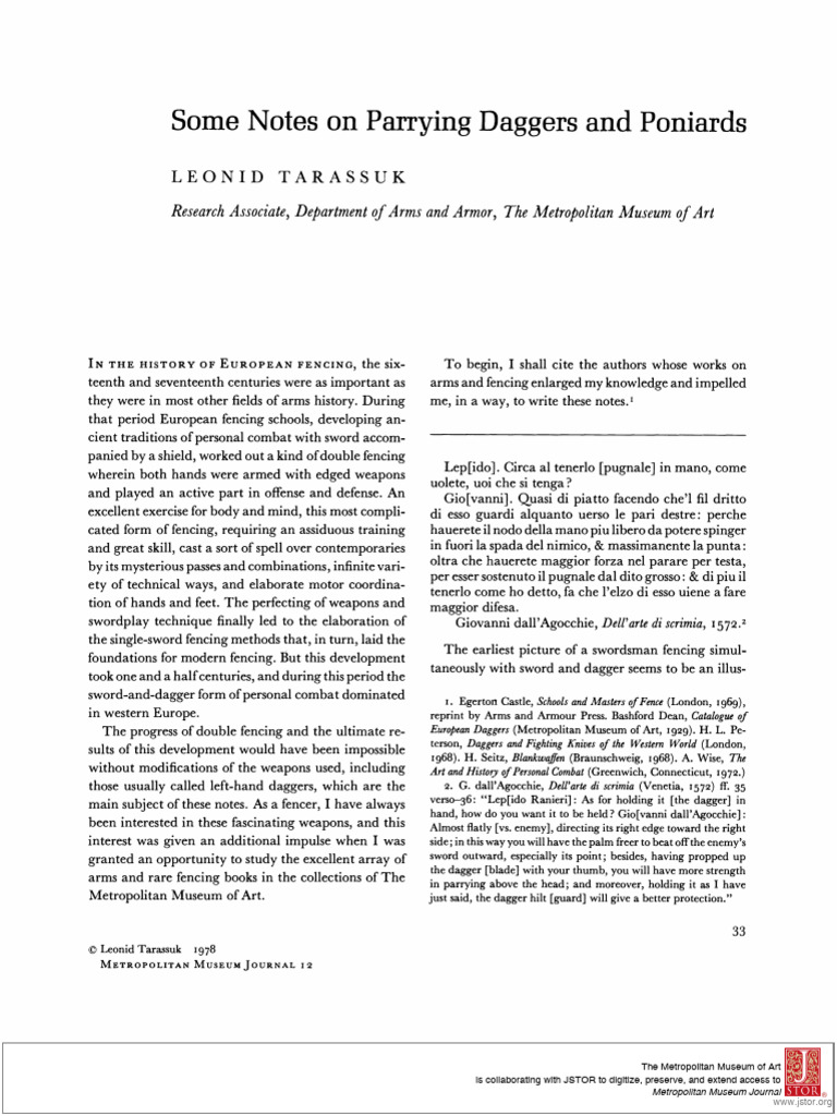 Some Notes On Parrying Daggers and Poniards The Metropolitan Museum ...