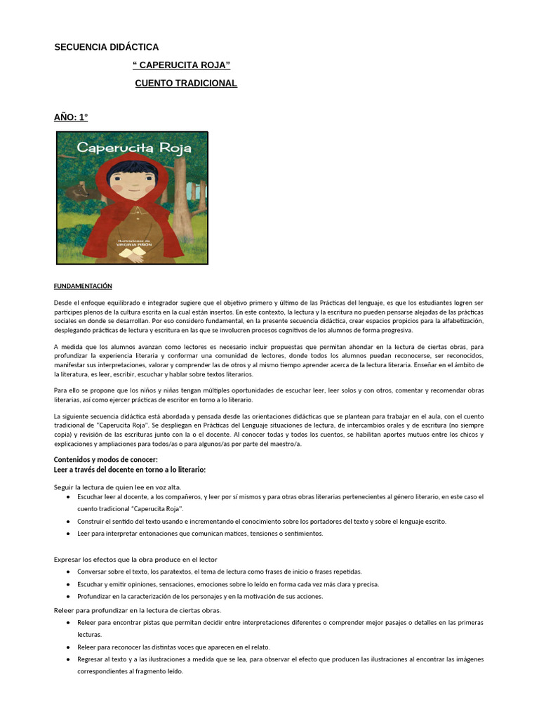 Secuencia Caperucita Roja | PDF | Caperucita Roja | Escritura