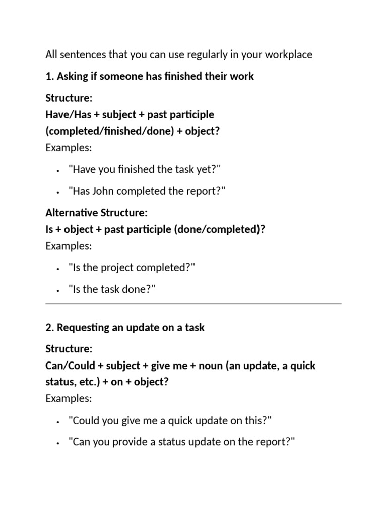 Sentences For Company | PDF