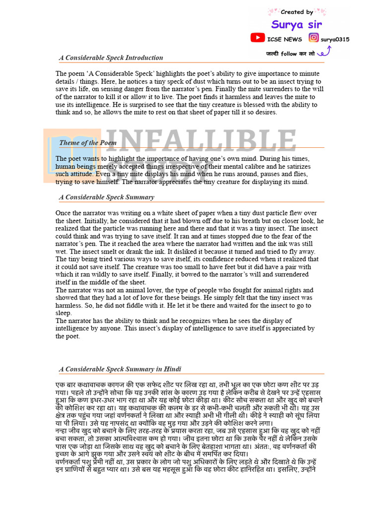 A Considerable Speck | PDF | Poetry