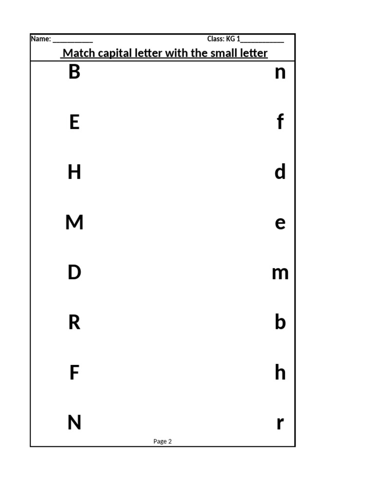 Match Capital Letter With Small Letter | PDF