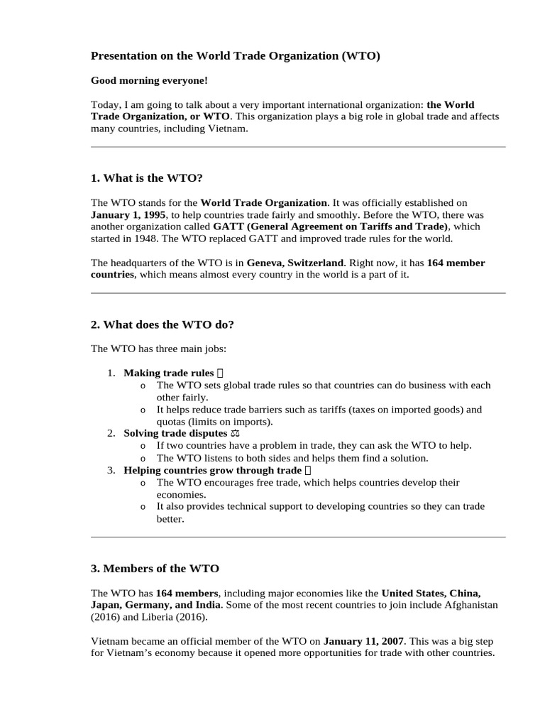 Overview of the World Trade Organization | PDF | World Trade ...