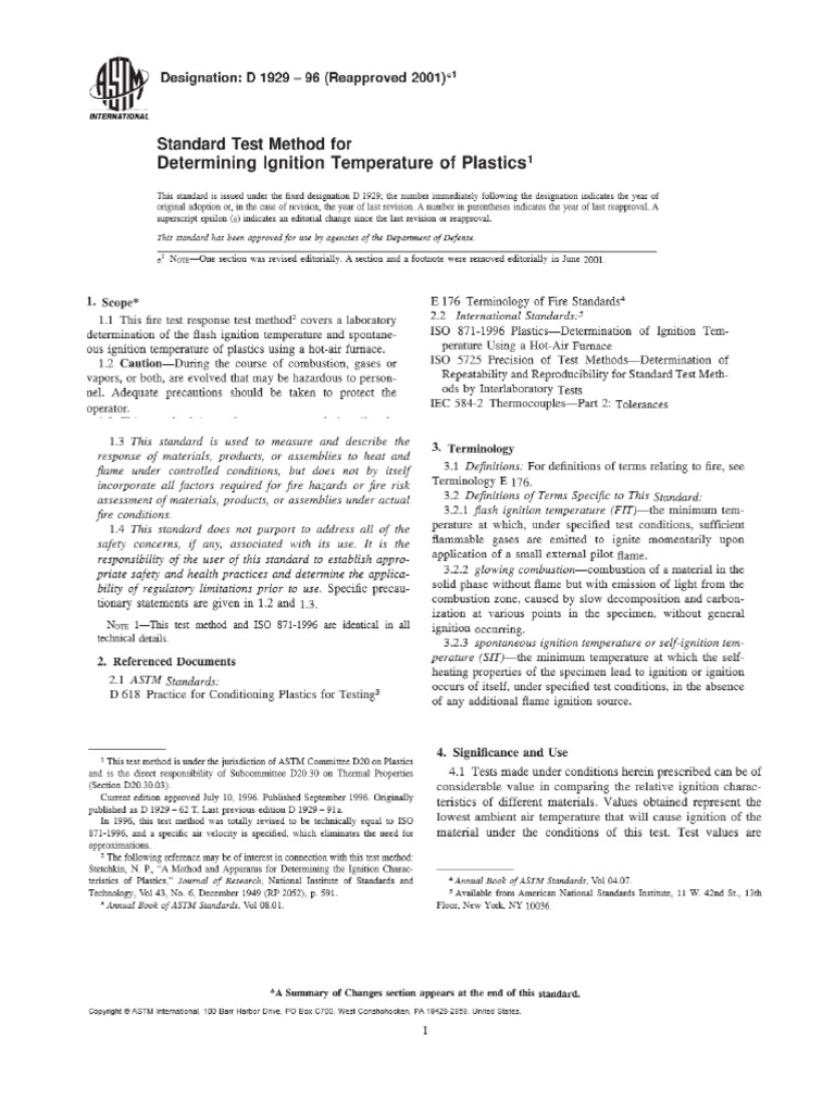 ASTM D 1929-96 (Reapproved 2001) | PDF