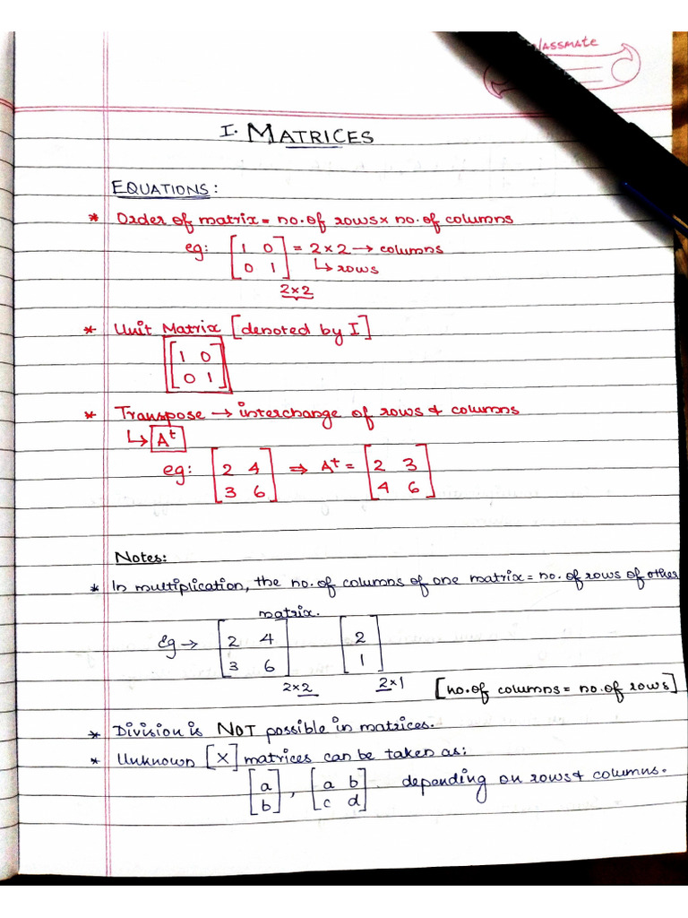 Matrices - Equation Book | PDF